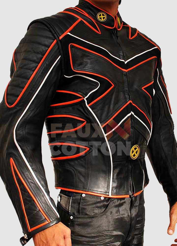 x men black wolverine biker costume leather jacket