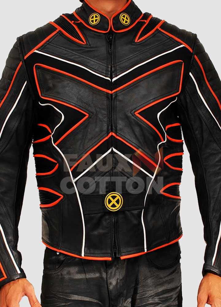 x men black wolverine biker costume leather jacket